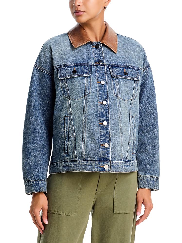 AQUA Aqua Contrast Collar Denim Jacket